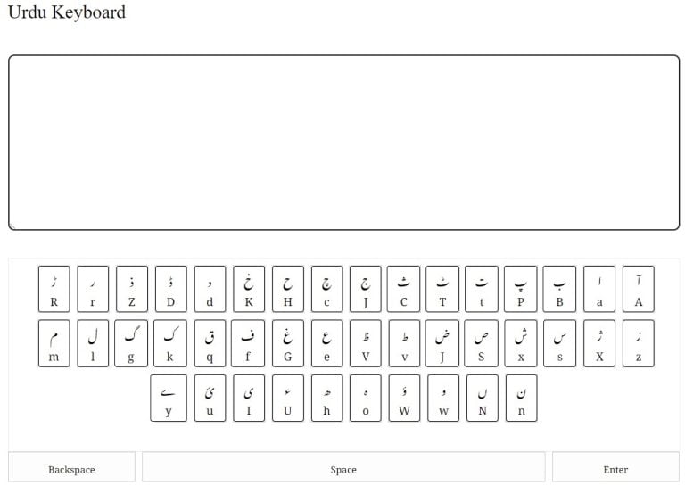 Urdu Keyboard (اردو کی بورڈ) Editor Online | Type In Urdu